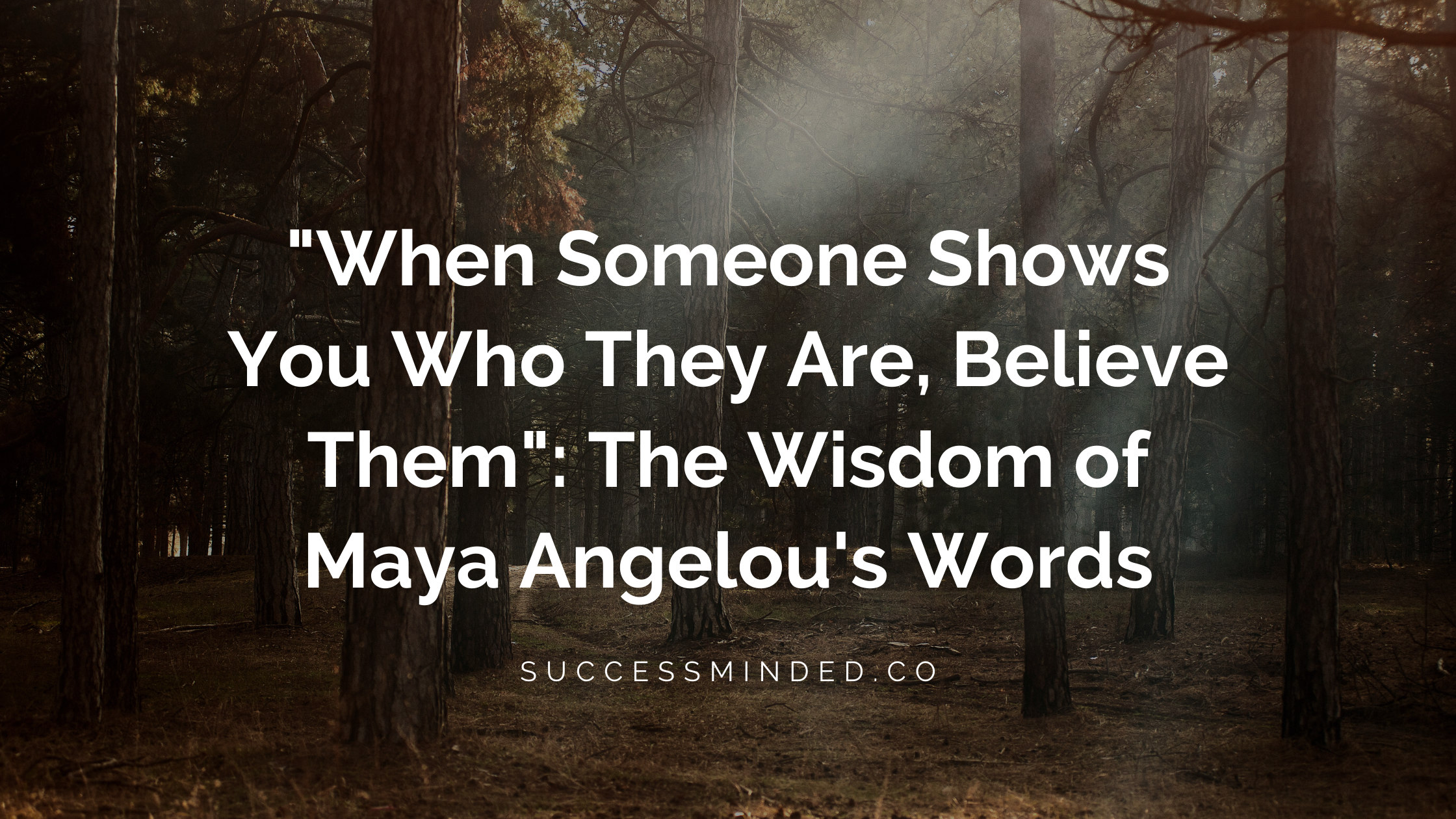 “When Someone Shows You Who They Are, Believe Them”: The Wisdom of Maya ...