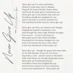 Lessons from "Never Give Up" Poem by Martin Farquhar Tupper – Success ...