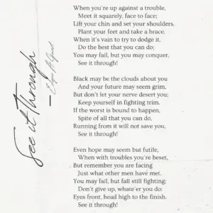 "See It Through" Poem By Edgar A. Guest – Success Minded